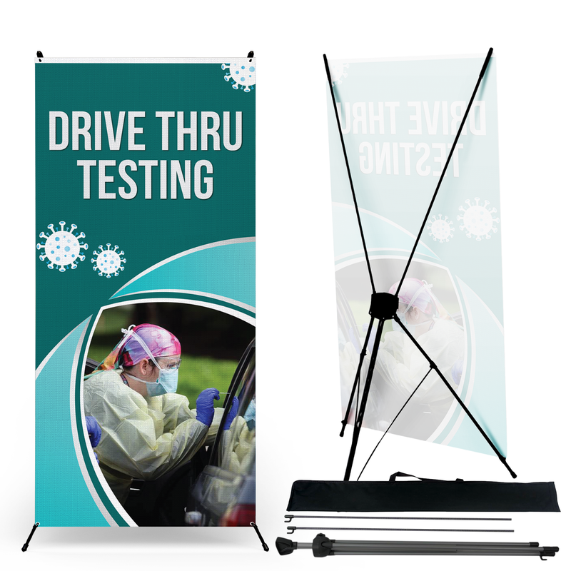 DRIVE THRU TESTING X-BANNER – Signtextile
