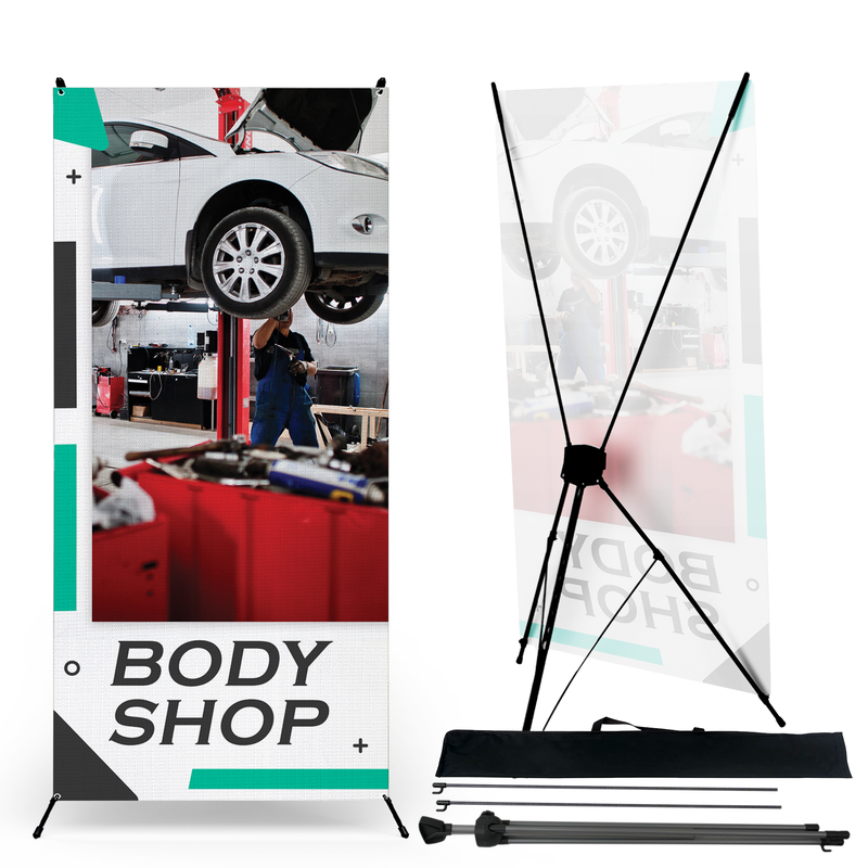 BODY SHOP X-BANNER – Signtextile