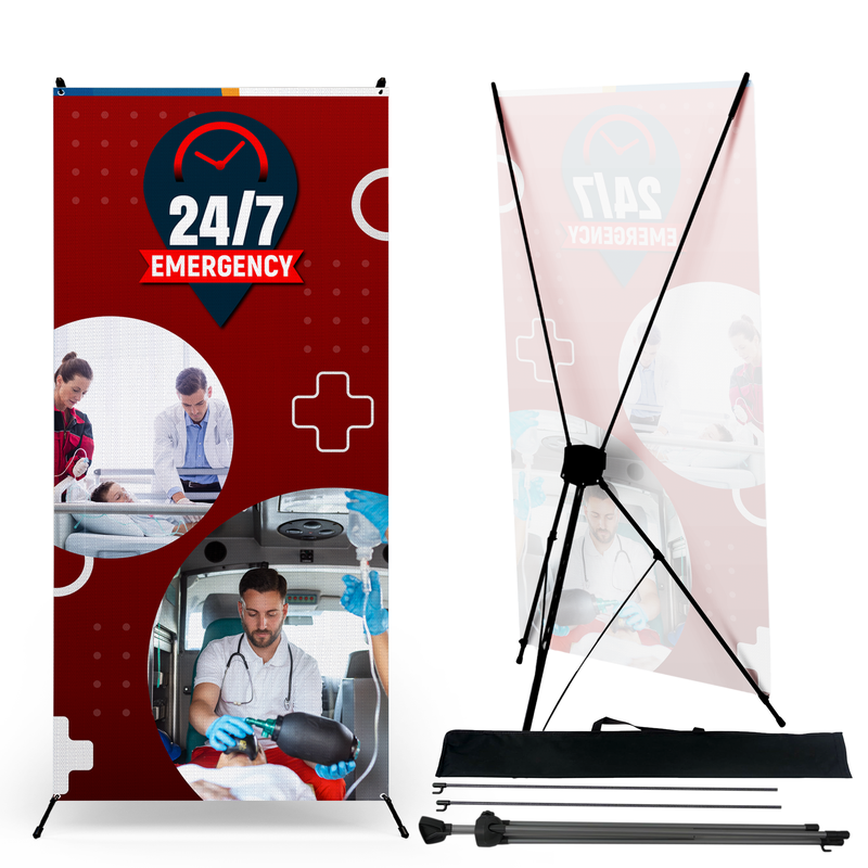 24/7 EMERGENCY X-BANNER – Signtextile